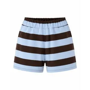Mind Traveler Chocolate Brown Striped Shorts - Blue
