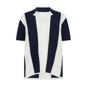 HAY LIFE Striped Knit Shirt Navy - Blue