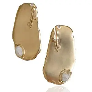 RARE MATTERS JEWELRY Organic Harmony Moonstone Earrings - White