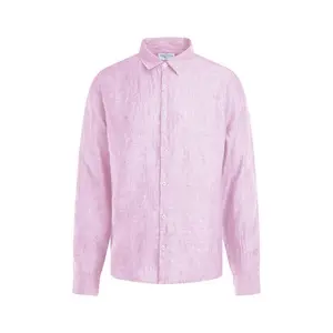 Haris Cotton Linen Melange Basic Long-sleeved Shirt Melange - Pink