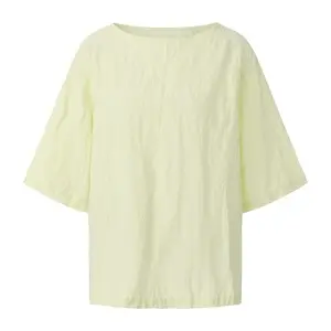 FRONT ROW SHOP Crinkled Gauze Top Pale Lime - Green