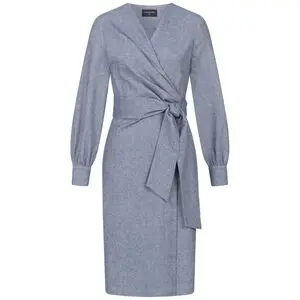MARIANNA DÉRI Herringbone Wrap Dress - Blue