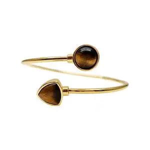 FARRA Tiger-eye Stone Bangle - Brown