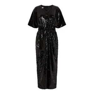 NALÈ Sequin Palazzo Jumpsuit With Satin Lining & Detachable Belt - Black