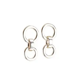 POSH TOTTY DESIGNS Sterling Hanging Hoop Charm Stud Earrings - Silver