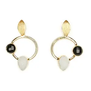 MAGPIE ROSE White & Black Circle Earrings - Black/white