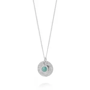 NELLOU JEWELLERY Amazonite Luna Disc Necklace - Silver