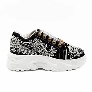 RETTROSE Iska Luxury Satin Handmade Embellished Trainers