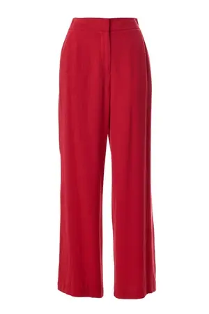 LOUCHE Tilde Linen Mix Wide Leg Trousers - Red