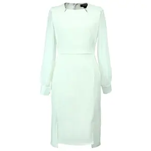 SMART AND JOY Chiffon Sleeves Tailor Dress - White