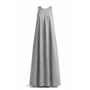 NIKKA PLACE Oversized Linen Kaftan Dress With Pockets In Gray Melange - Grey