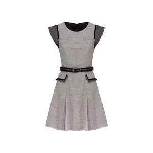 GEORGETTE Belted Mini Dress - Grey