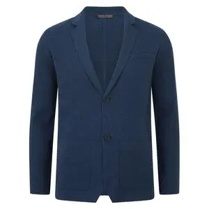 PAUL JAMES KNITWEAR Lightweight Jaspe Cotton Albert Knitted Blazer Jaspe - Blue