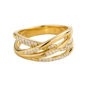 JUVETTI  White / Gold Val Ring Diamonds Set In Gold - White/gold