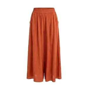 RAFFYA Sesame Elasticated Waist Maxi Skirt In Rust - Orange