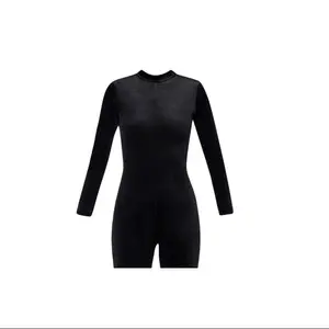 LIA ARAM Structured Velvet Catsuit - Black