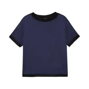 THE SUMMER EDIT Cloe Silk T-shirt Navy - Blue