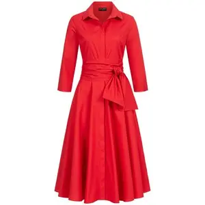 MARIANNA DÉRI Cotton Blend Shirtdress With Tie Belt
