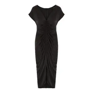 THE SUMMER EDIT Rudi Sandwashed Silk Ruched Dress - Black