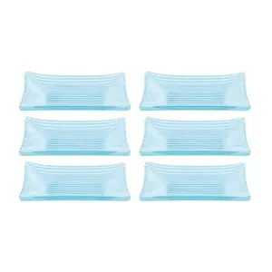 Turgla Home Glass Dinnerware Rectangular Glass Ramekin Set Of Six - Blue