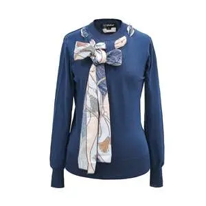 SMART AND JOY Ascot-tie Jumper - Blue