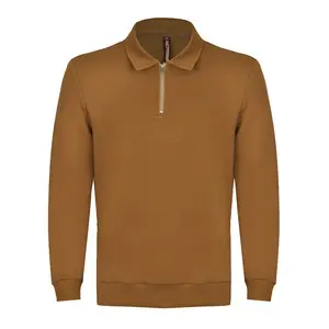 DAVID WEJ Enzo Cotton Zip Polo Coffee - Brown