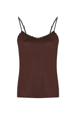 EXQUISE Regular Satin-look Strap Blouse - Brown