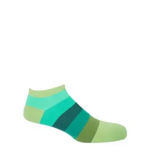 PEPER HAROW - MADE IN ENGLAND Block Stripe Trainer Socks – Earth - Green