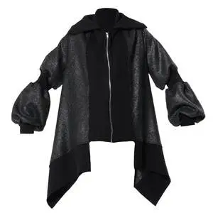 METAMORPHOZA Extravagant Asymmetrical Metallic Cardigan - Black