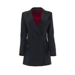 LITA COUTURE Tuxedo Wool & Silk Blend Dress - Black