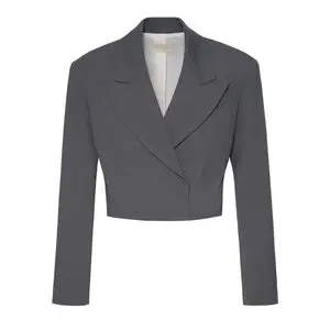 AGGI BY HALEWSKI Giorgia Castlerock Short Double Breasted Blazer - Grey