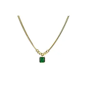 RETRO CHIC Gold / Green Green Chain Necklace - Gold/green