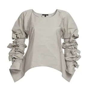 BIANCA POPP Ribbon Wrapped Blouse In Off- Taffeta - White