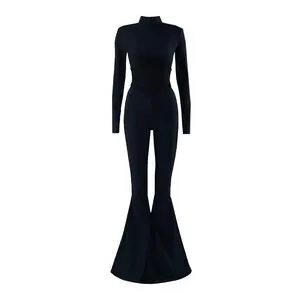 VESTIAIRE D'UN OISEAU LIBRE Lycra Flared Jumpsuit - Black