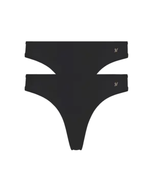 NUDEA The Organic Cotton Dipped Thong 2 Pack - Black