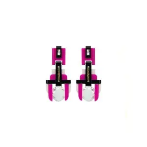 GISSA BICALHO Handmade Acrylic Earring Deco Round Stone - Pink
