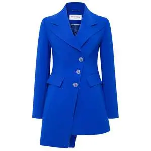 FEMPONIQ Asymmetric Double Breasted Tailored Blazer Royal