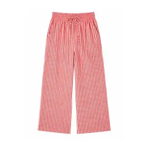 YUMI Stripe Relaxed Trousers - Red