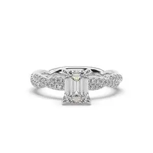 ARTISAN 14k Gold Emerald-cut Lab-grown Diamond Designer Ring - White