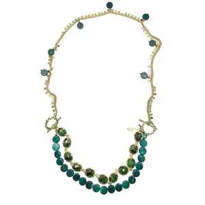 FARRA Gemstone With Chain Versatile Necklace - Green