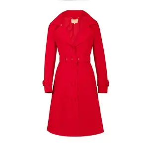 SANTINNI Sannini Ingrid Belted Trench Coat With Detachable Hood And Bow Detail