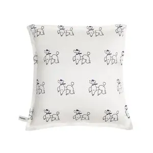 Not Just Pajama Diamond Poodles Silk Throw Pillow Multiple Poodles - White