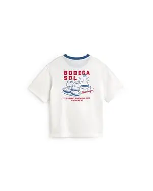 THINKING MU Contrast Blue T-shirt Sunny Lucia Wine Cellar - White