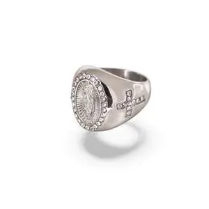 JAGGED HALO JEWELRY Miraculous Medal Ring - Silver