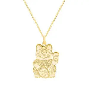 CARTERGORE Medium Lucky Cat Pendant Necklace - Gold