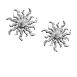 MAISON DE GALA Sunburst Statet Stud Earrings - Silver
