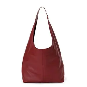 JUAN-JO Slouchy Leather Shoulder Bag-burgundy - Red