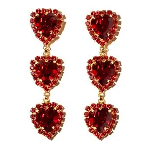 ACHALA HANDCRAFTED Via Dell Amore Heart Earrings - Red