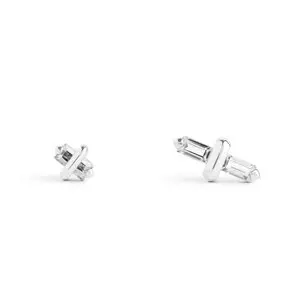 KASUN LONDON Black / Silver Candy Kiss Earrings - April - White Topaz - Silver Black/silver