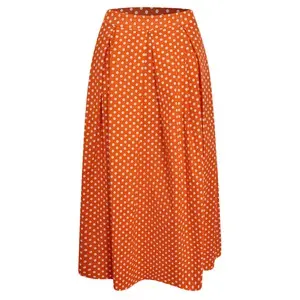 SMART AND JOY Flared Midi Skirt With Polka Dots - Orange